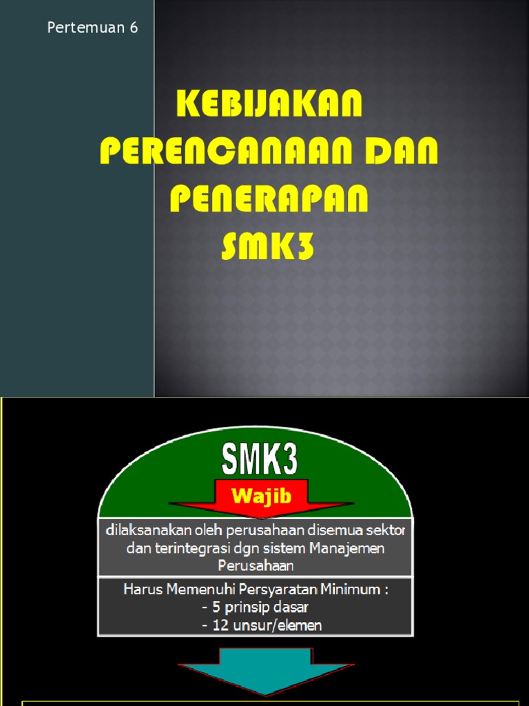 Kebijakan, Perencanaan Dan Penerapan SMK3 | PDF
