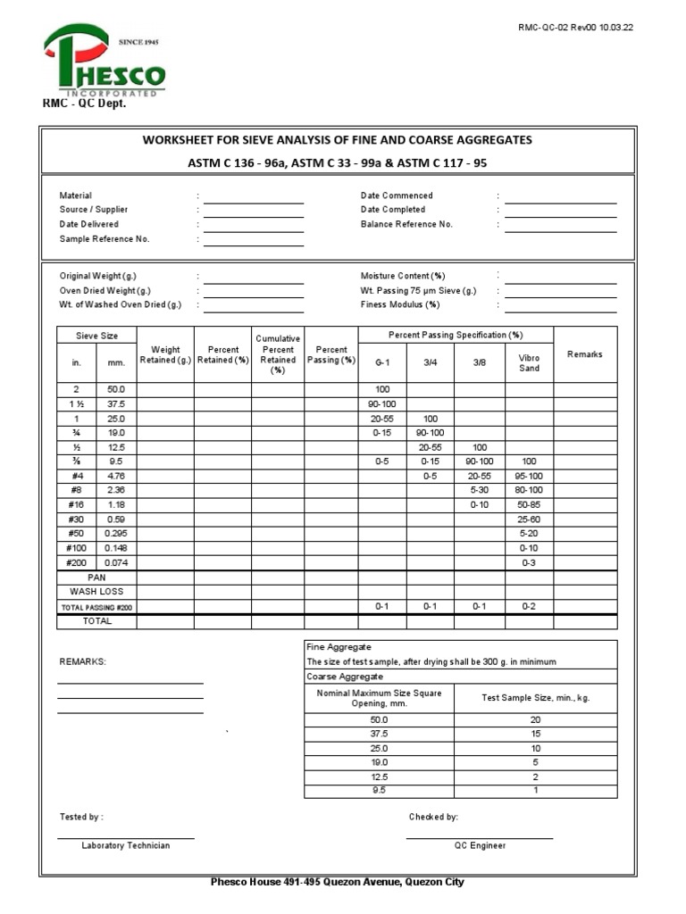 02 Sieve Analysis Form | PDF | Civil Engineering | Applied And ...