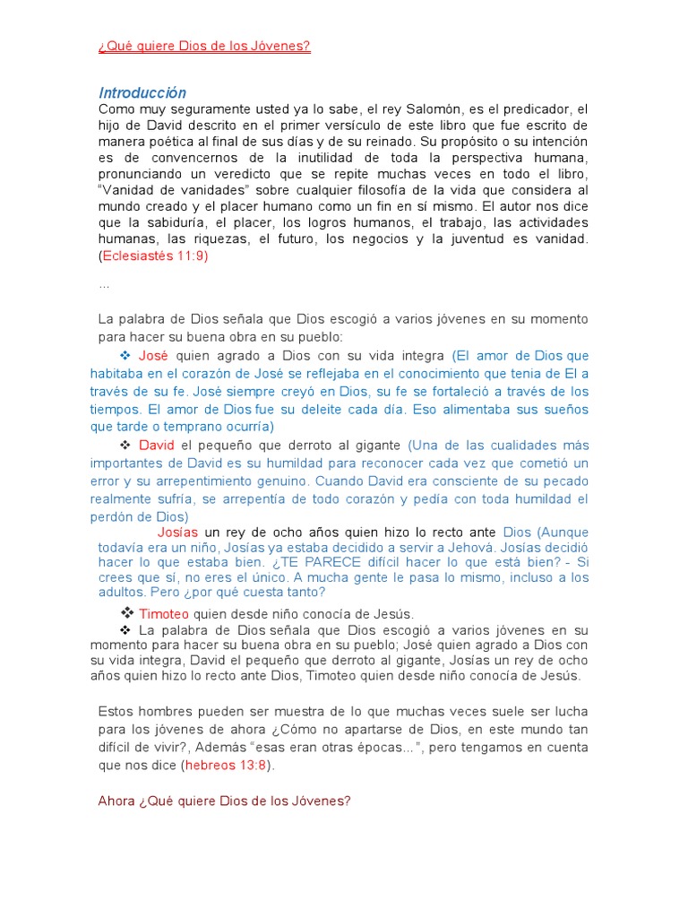 Sermon Jovenes | PDF | Amor | Dios