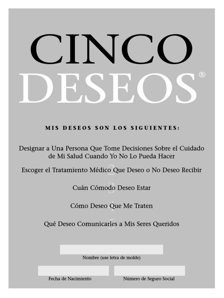 Cinco Deseos Al Final de La Vida | PDF | Hospital | Medicamentos con receta