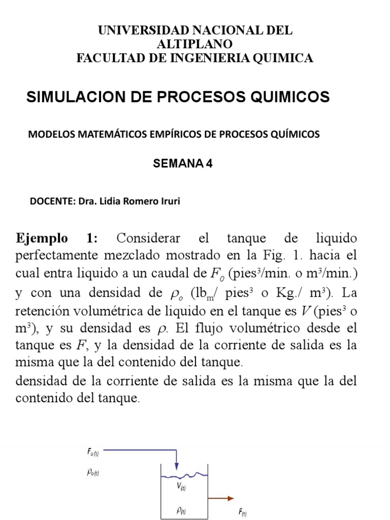 Simulacion de Procesos Quimicos: Universidad Nacional Del Altiplano Facultad de Ingenieria ...