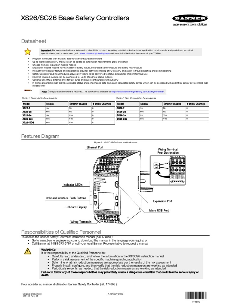 Xs-sc26-2 Safety Controller - Quick Start Guide - 175119 | PDF | Legal Liability | Input/Output