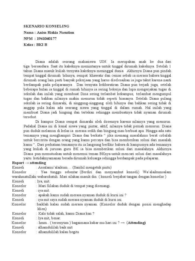 Anisa Riskia Nasution 1941040177 SKENARIO MIKROKONSELING | PDF | Griya & Taman