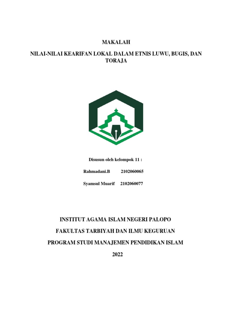 Nilai-Nilai Kearifan Lokal Suku Luwu, Bugis Dan Toraja. | PDF | Ilmu ...