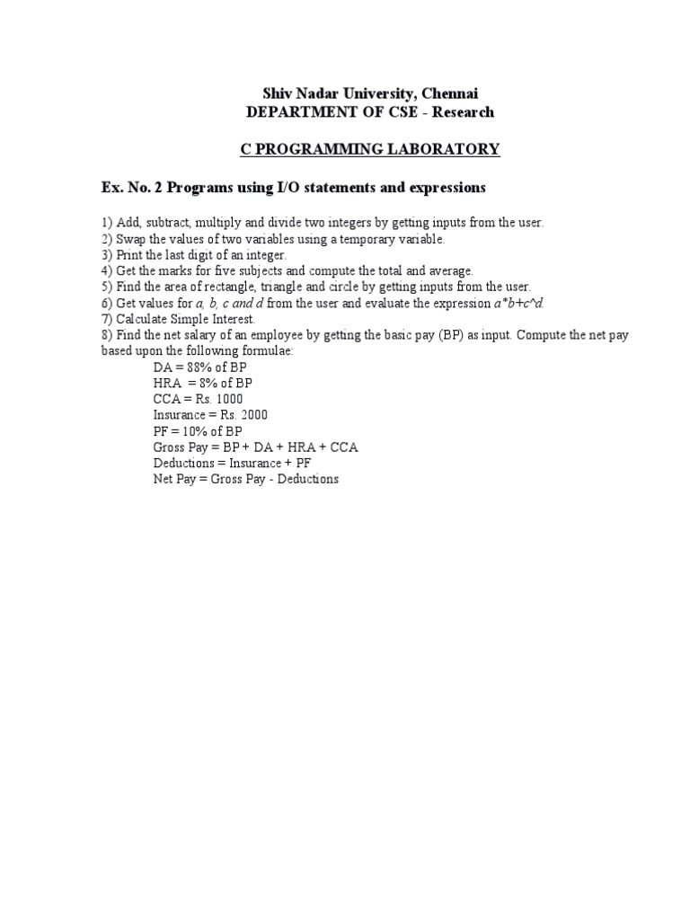 2 - IO Statements and Expressions | PDF