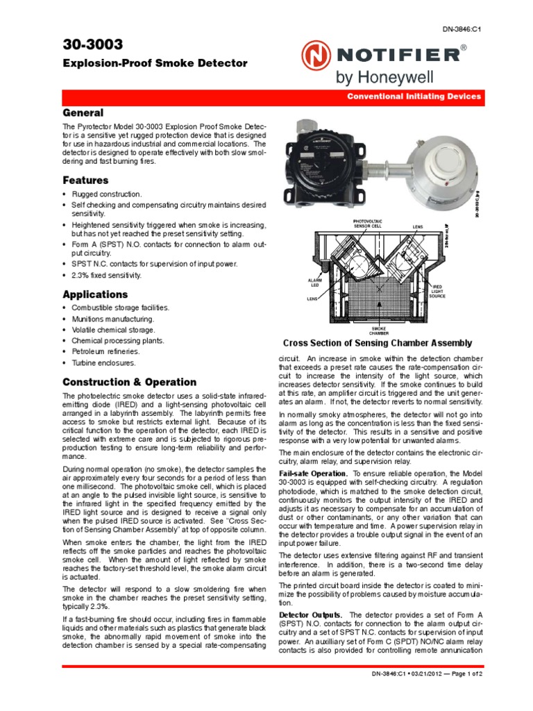 Notifier Explosion Proof Smoke Detector 30 3003 | Download Free PDF ...