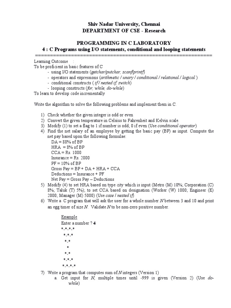 4 - Looping Statements | PDF | Numbers | Computer Programming