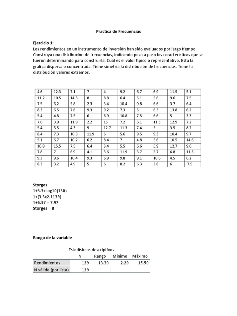 Practica Tabla de Frecuencias | PDF