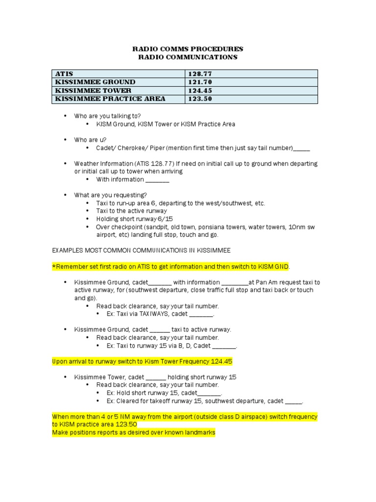 Radio Comms Procedures | PDF | Air Traffic Control | Aviation Safety