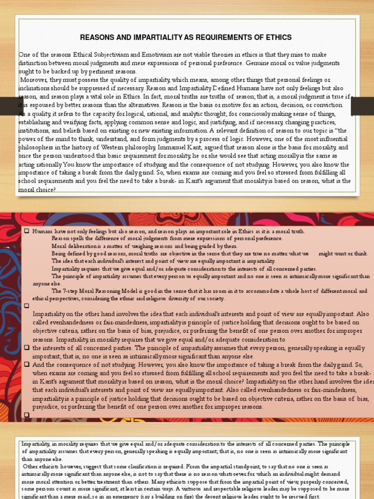 Reasons and Impartiality - 094436 | PDF | Reason | Morality