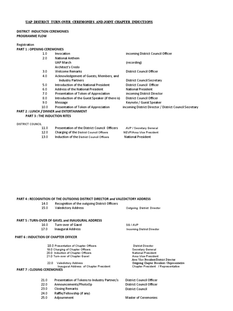 Uap District Turn Over Ceremonies and Joint Chapter Inductions | PDF