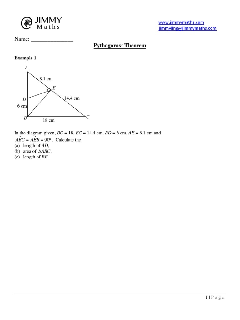 Sec 2 Pythagoras Theorem | PDF | Triangle | Area