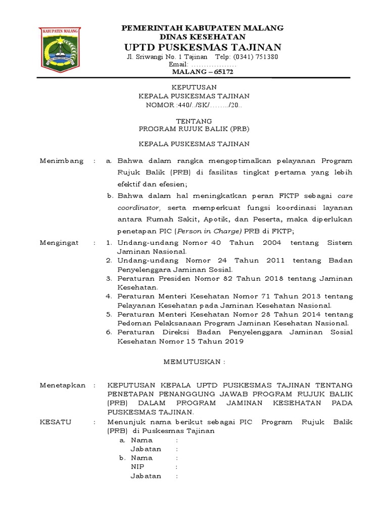 SK Pasien Rujuk Balik | PDF