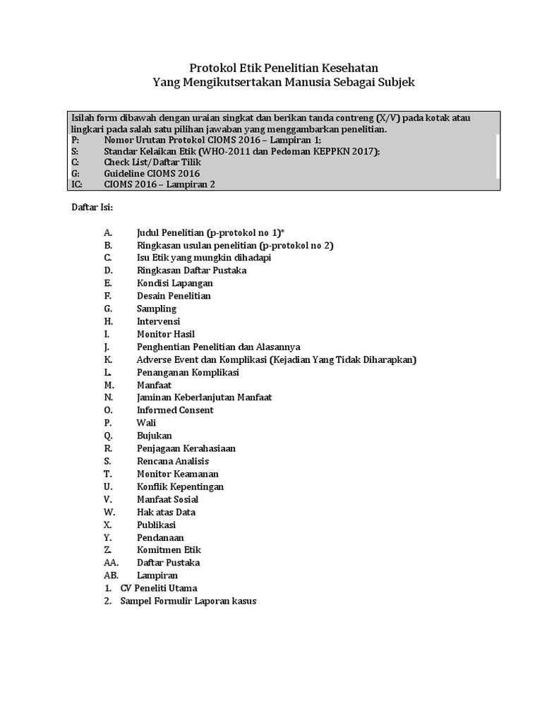 Protokol Etik Penelitian-1 | PDF
