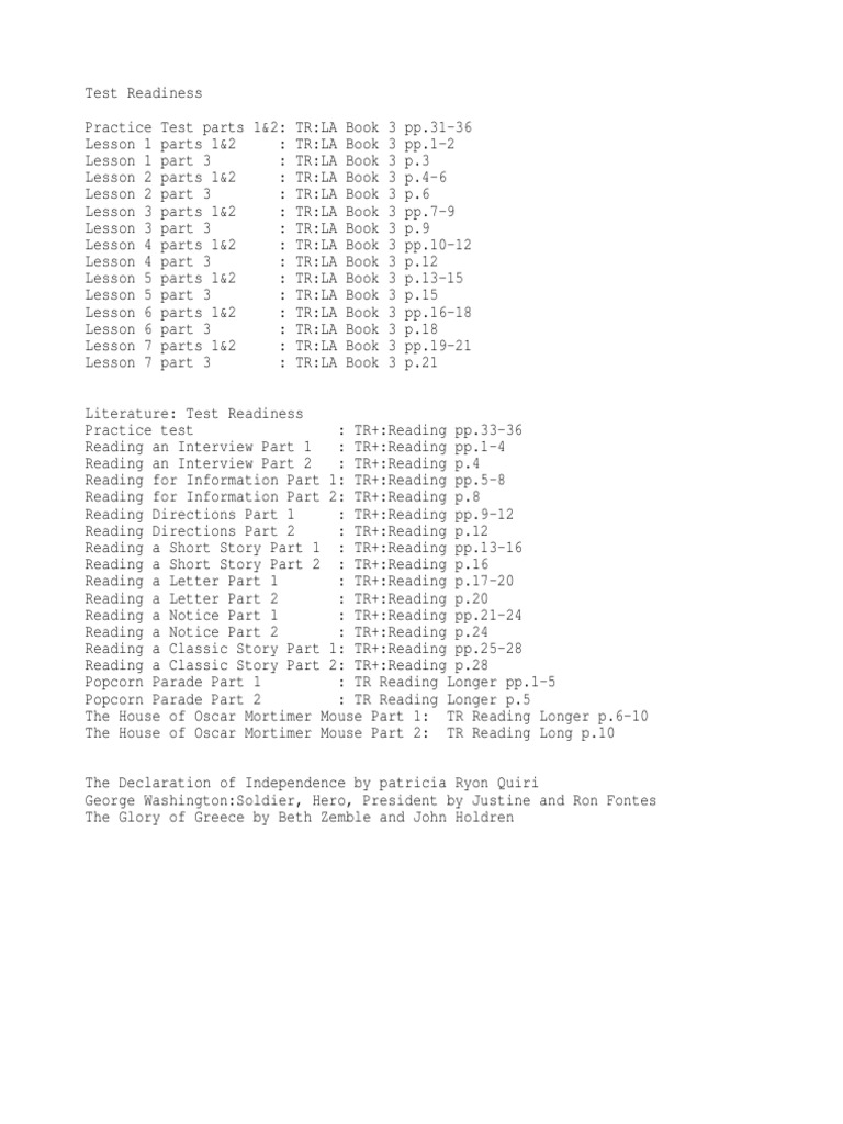 Test Readiness Study Guide | PDF | Language Arts & Discipline | Foreign ...