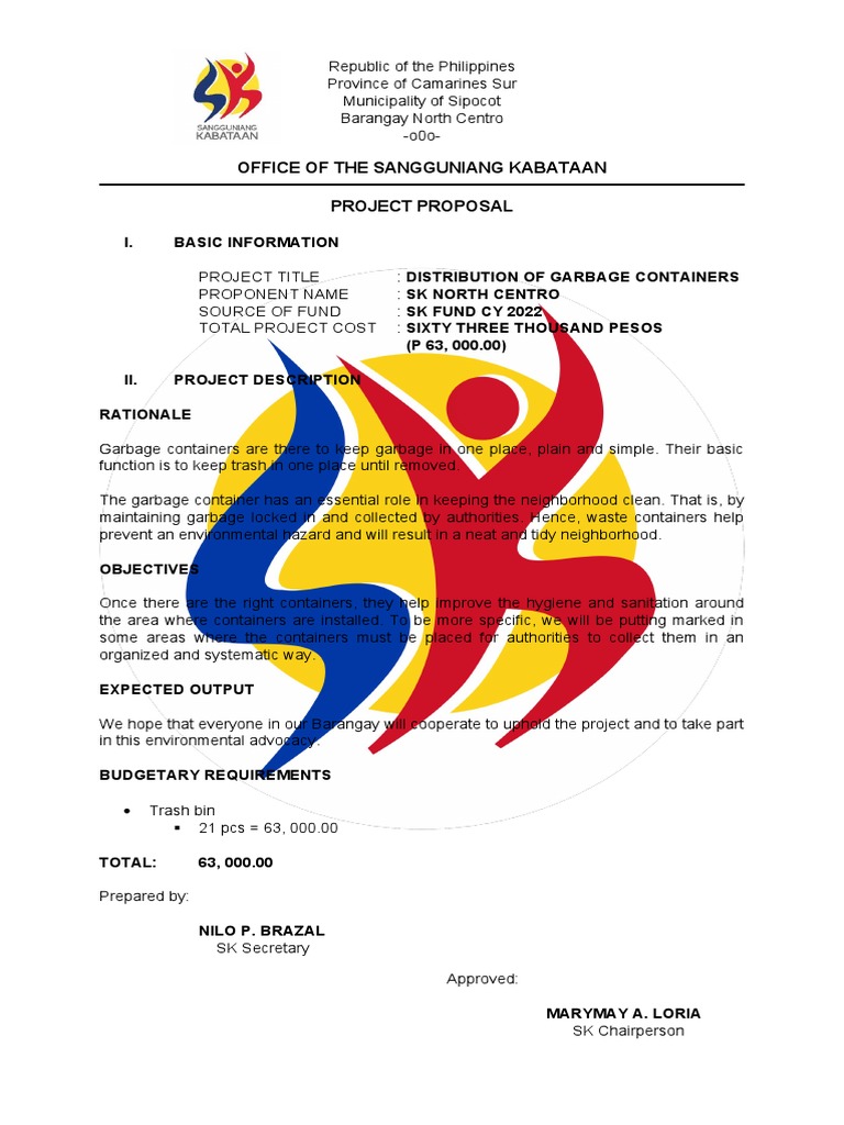 SK Project Proposal for Trash Bins | PDF