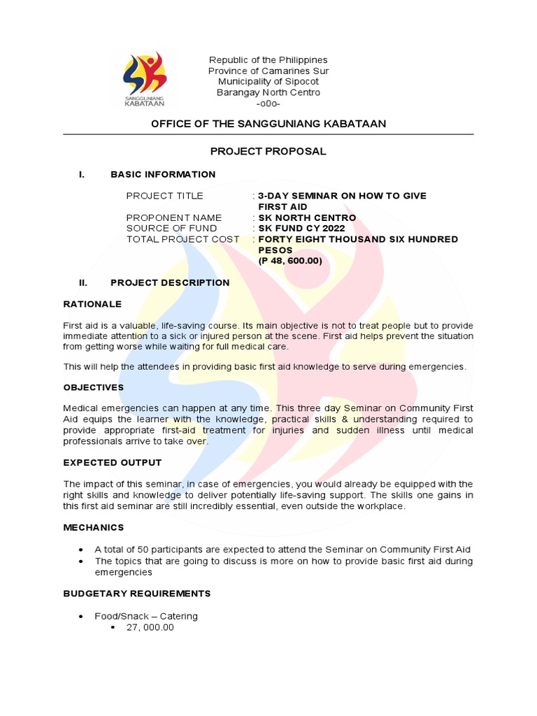 First Aid Seminar Project Proposal | PDF | First Aid | Health Care