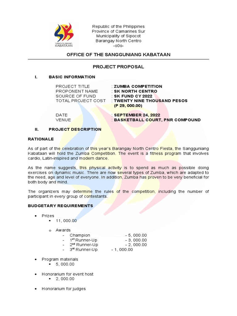 Project Proposal - Zumba Competition | PDF