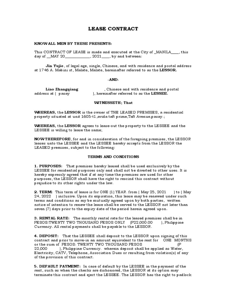 Lease Contract | PDF | Lease | Justice