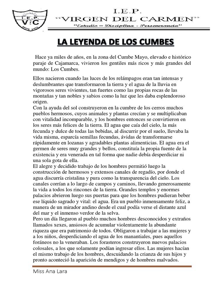 La Leyenda de Los Cumbes | PDF | Agua