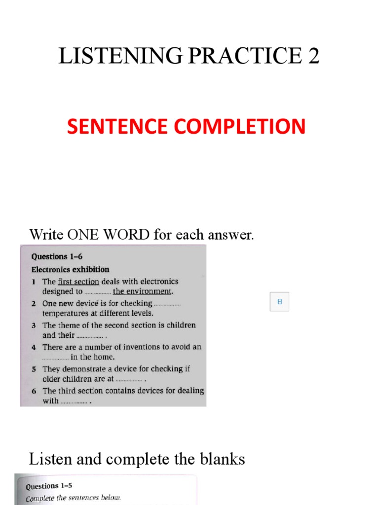 Listening Practice 2 - Sentence Completion | PDF