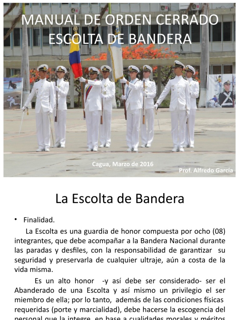 Escolta de Bandera Manual de Orden Cerrado | PDF | Mano | Bandera
