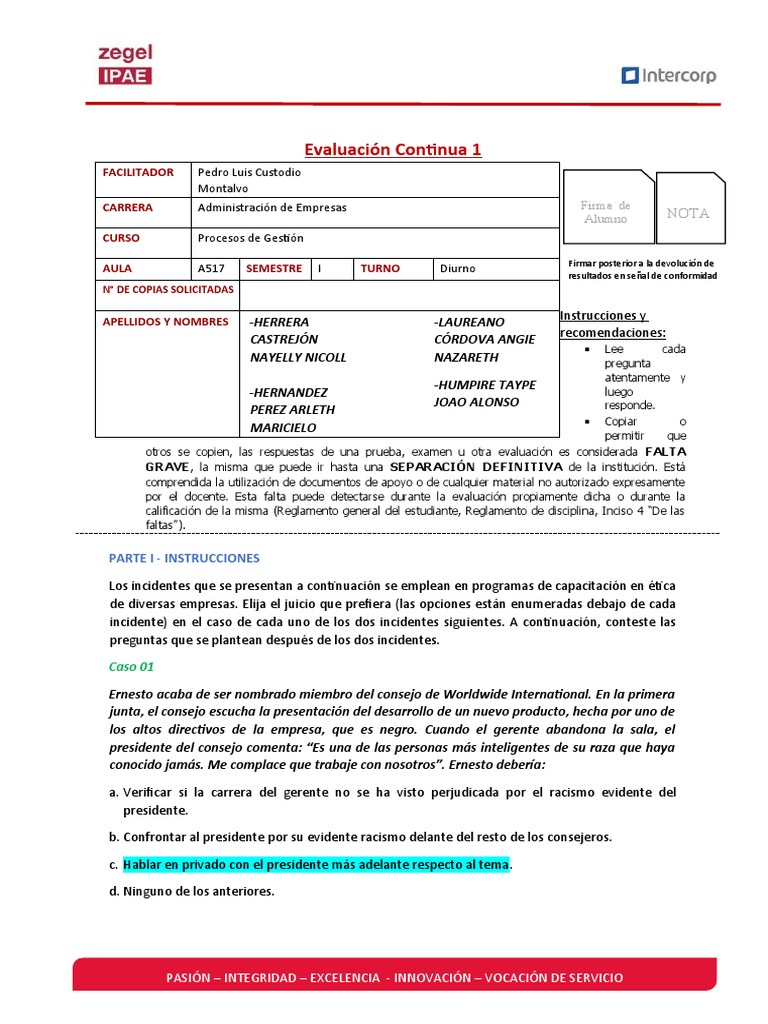 EC - 01 - Procesos de Gestión - EXAMEN - GRUPO3 | PDF | Análisis FODA | Prueba (evaluación)