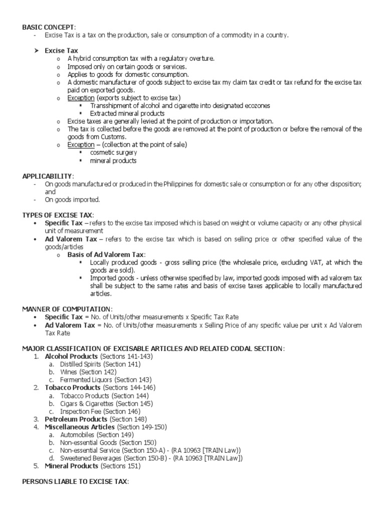Excise Tax BIR Final | PDF | Taxes | Ad Valorem Tax