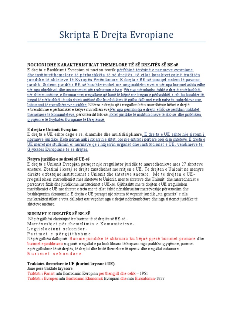 Skripta E Drejta Evropiane | PDF