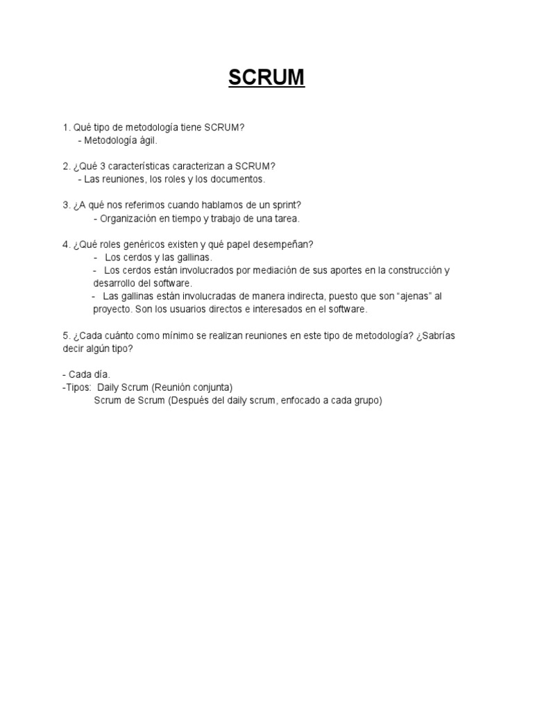 Preguntas y Respuestas SCRUM | PDF | Informática | Tecnología