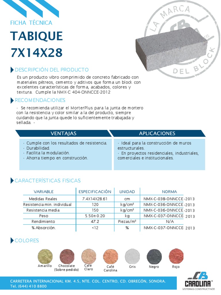 Ficha-Tecnica Tabique - 7x14x28 | PDF