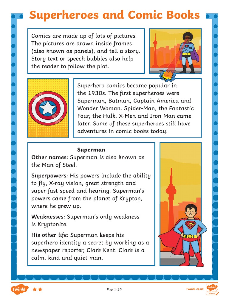 Comic Book Superheroes Reading Comprehension | PDF