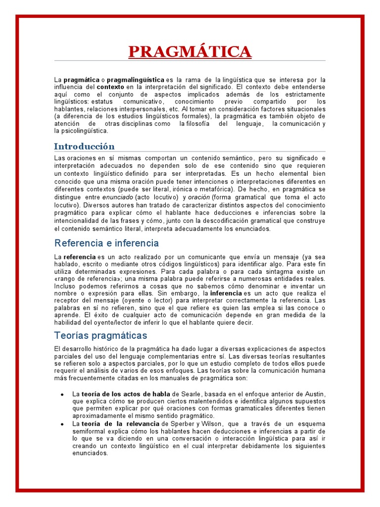 PRAGMÁTICA | PDF | Teorías filosóficas | Gramática