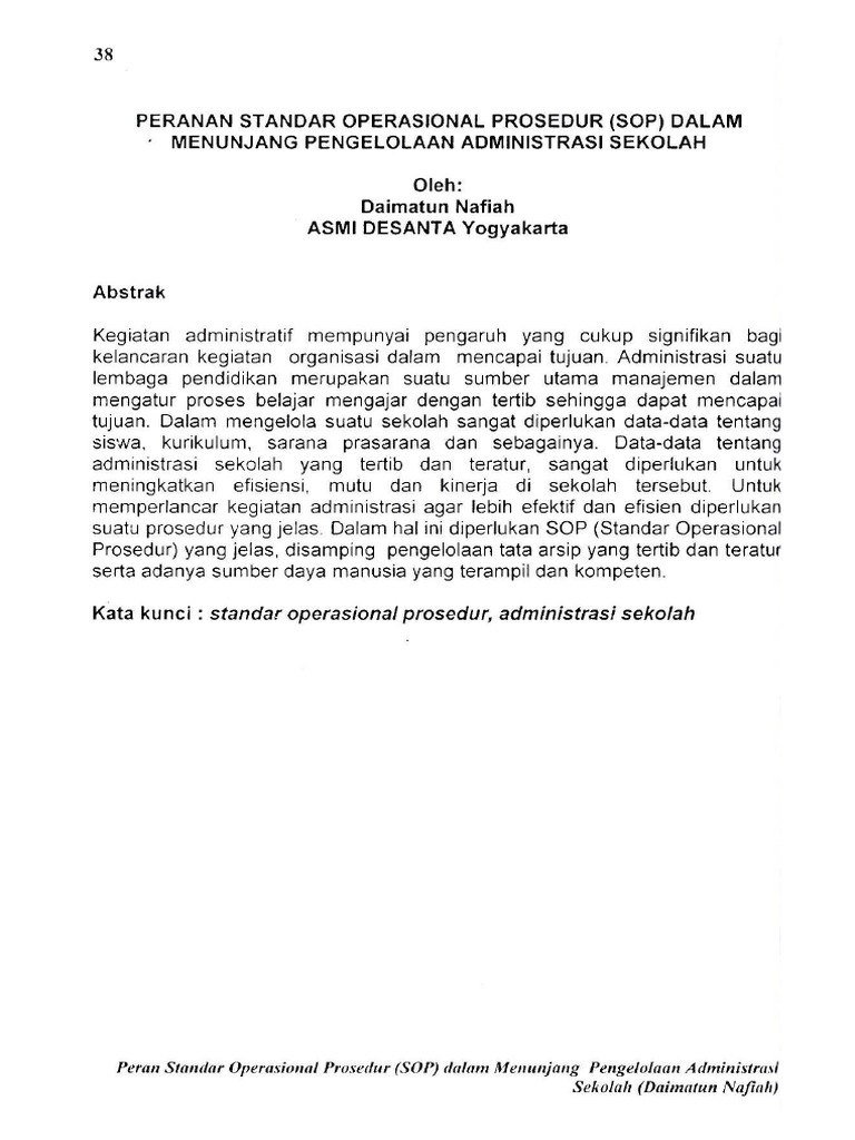 Peran Standar Operasional Prosedur (SOP) Dalam Menunjang Pengelolaan ...