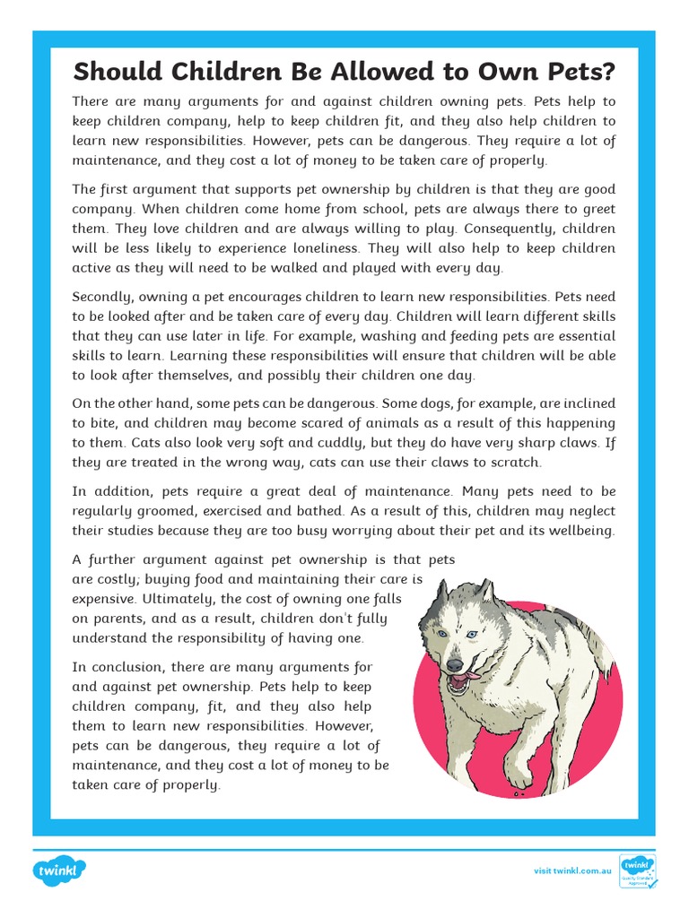 Should Children Be Allowed To Own Pets Persuasive Reading Comprehension ... Should Children Be Allowed To Own Pets Persuasive Reading Comprehension ...