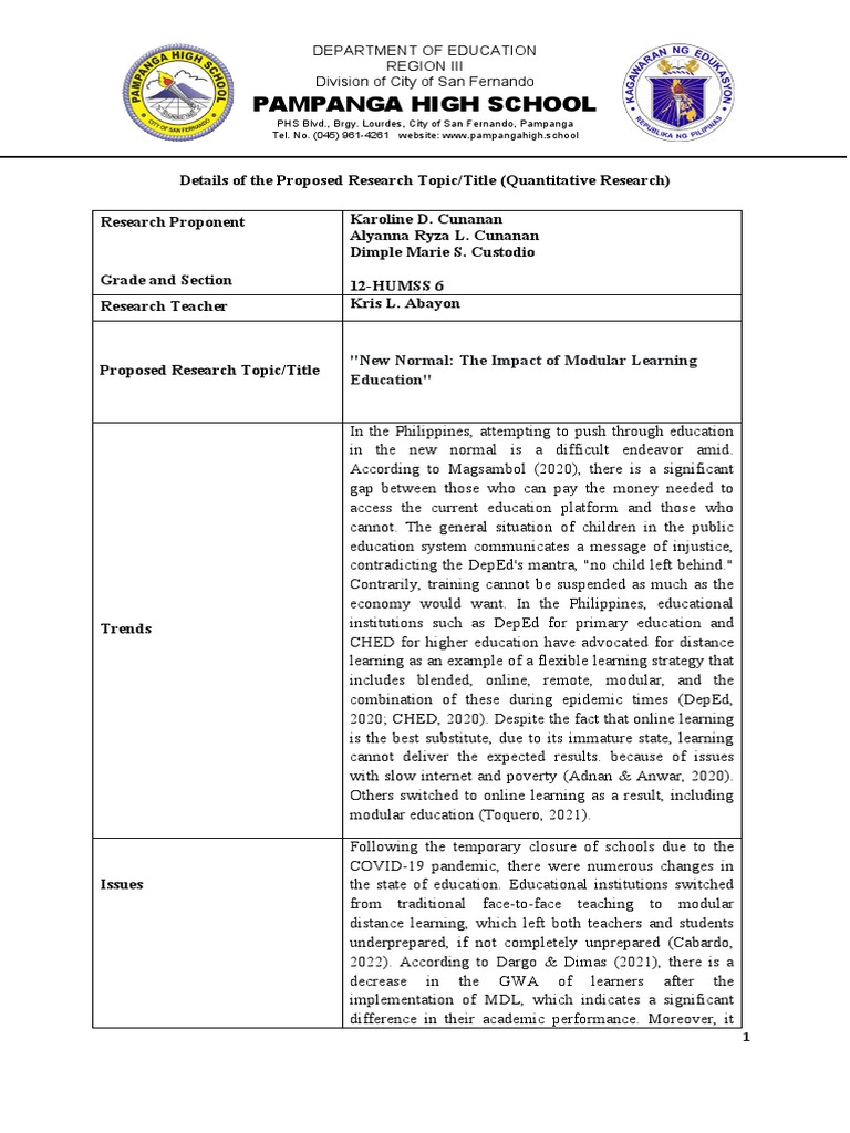 Assessing the Impact of Modular Learning: A Study on the Academic ...