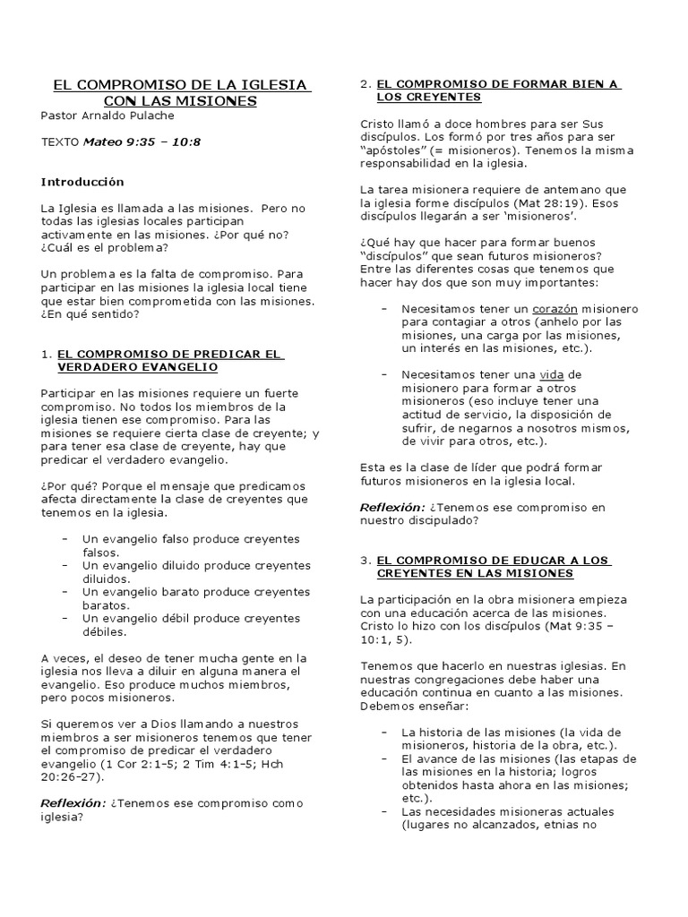Formando un compromiso misionero en la iglesia local | PDF | Misionero ...