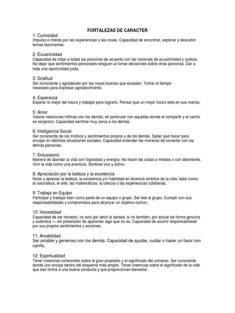 Fortalezas de Caracter | PDF | Belleza | Amor