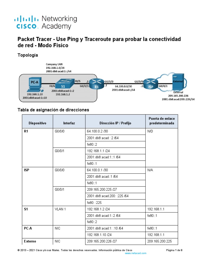 Pruebas de Conectividad con Ping y Traceroute | PDF | Red de computadoras | Redes de computadoras
