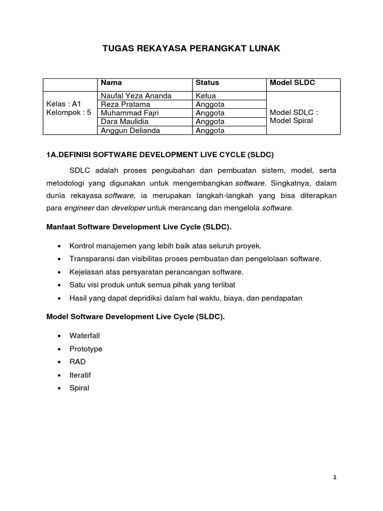 Kelompok 5 - Model Spiral - RPL - A1 | PDF