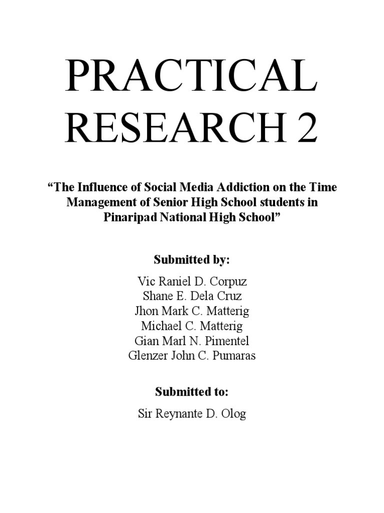 Influence of Social Media Addiction on Time Management of Pinaripad NHS ...