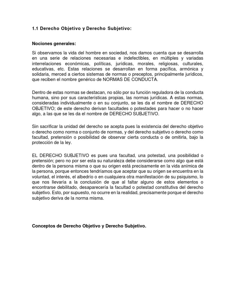 Derecho Objetivo y Derecho Subjetivo | PDF | Moralidad | Derechos