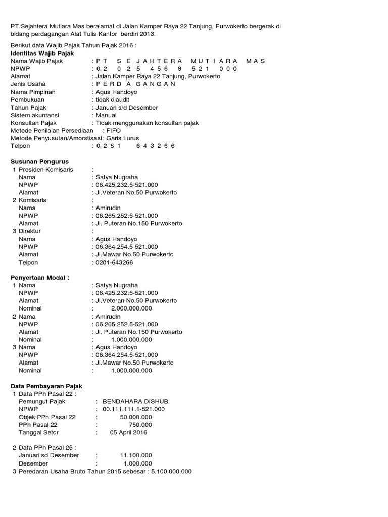 Contoh Pengisian SPT PPH Badan 1771 p7 | PDF