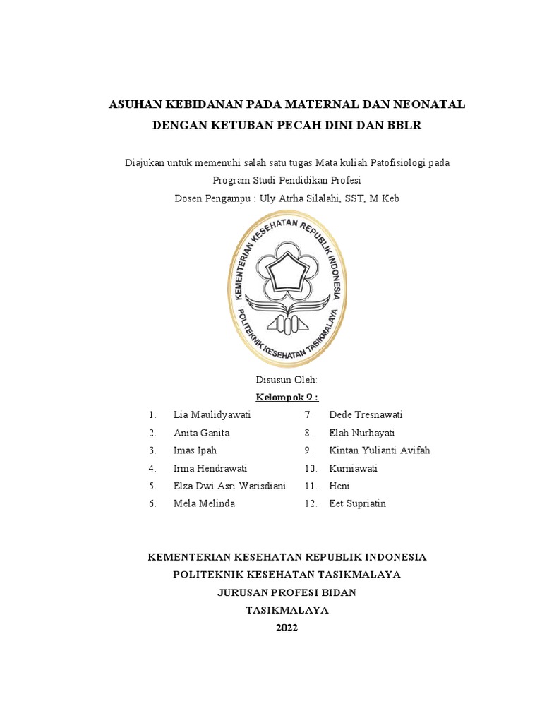 Tugas Kelompok 9 - Asuhan Kebidanan (Dokumentasi SOAP) KASUS KPD Dan BBLR | PDF | Kesehatan ...