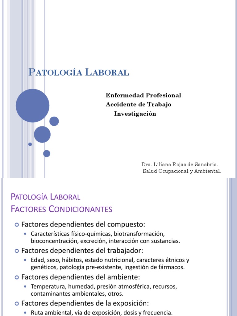 Patología Ocupacional Diplomado Salud Ocupacional PRL-1 | PDF | Seguridad y salud ocupacional | Asma
