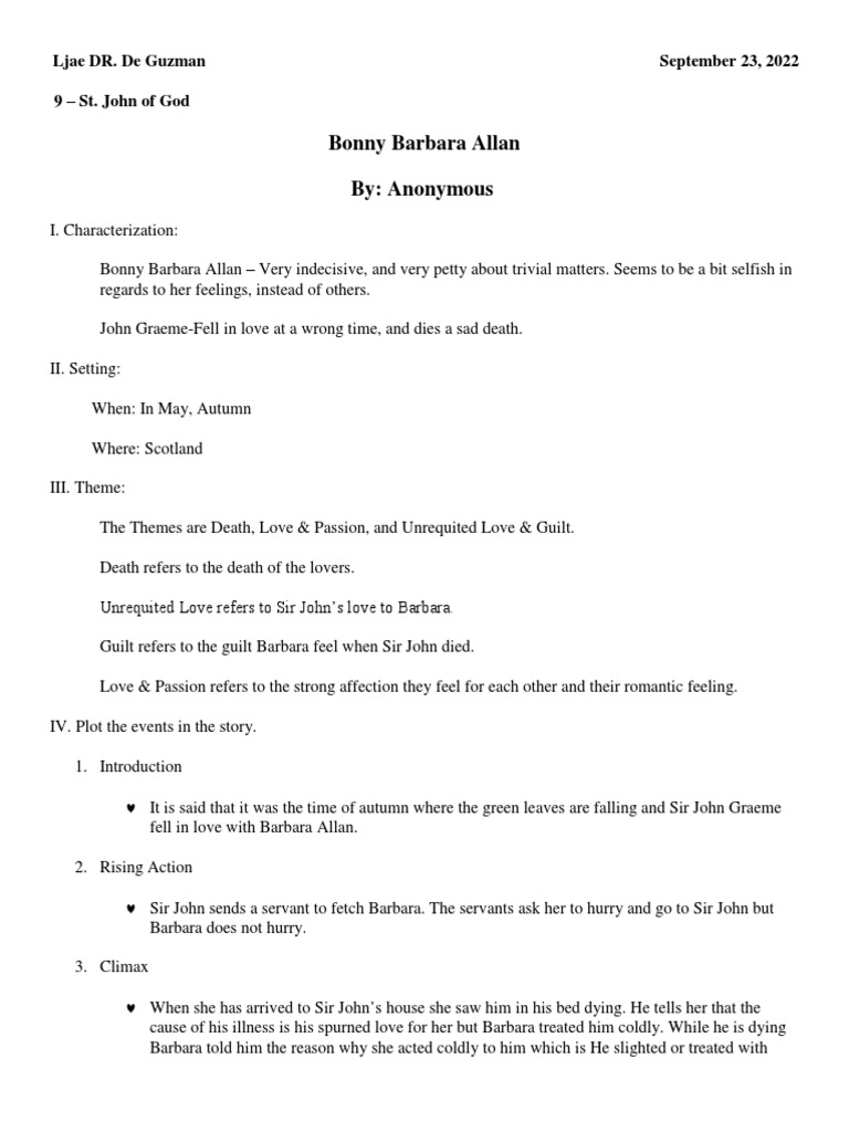 Bonny Barbara Allan | PDF | Love