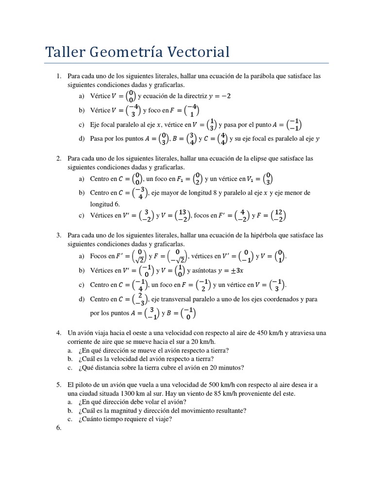 Taller 5 Geometría Vectorial | PDF | Formas geométricas | Geometría euclidiana