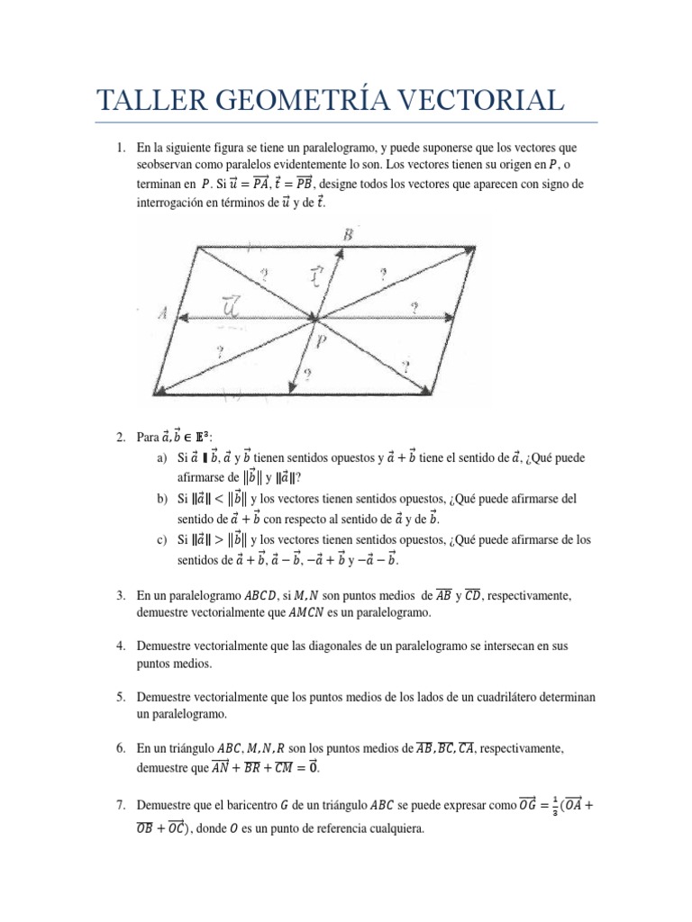 Problemas de Geometría Vectorial | PDF | Vector Euclidiano | Triángulo