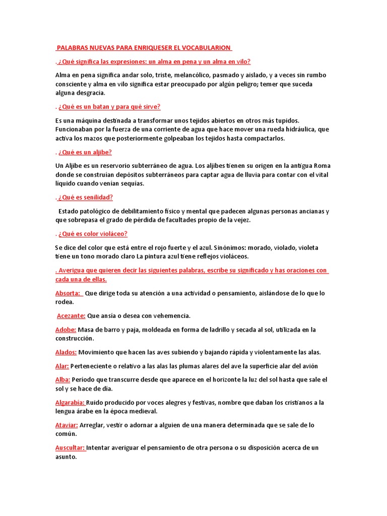 Palabras Nuevas para Enriqueser El Vocabularion | PDF