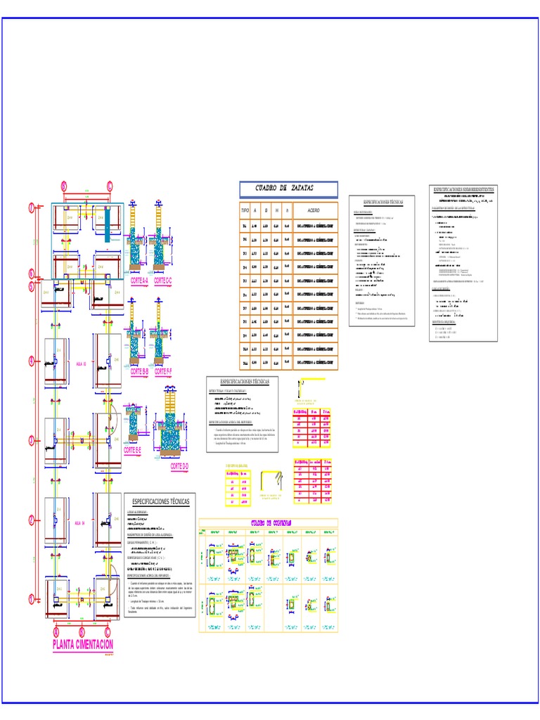 Planta Cimentacion: Cuadro de Zapatas | PDF | Fundación (Ingeniería) | edificio